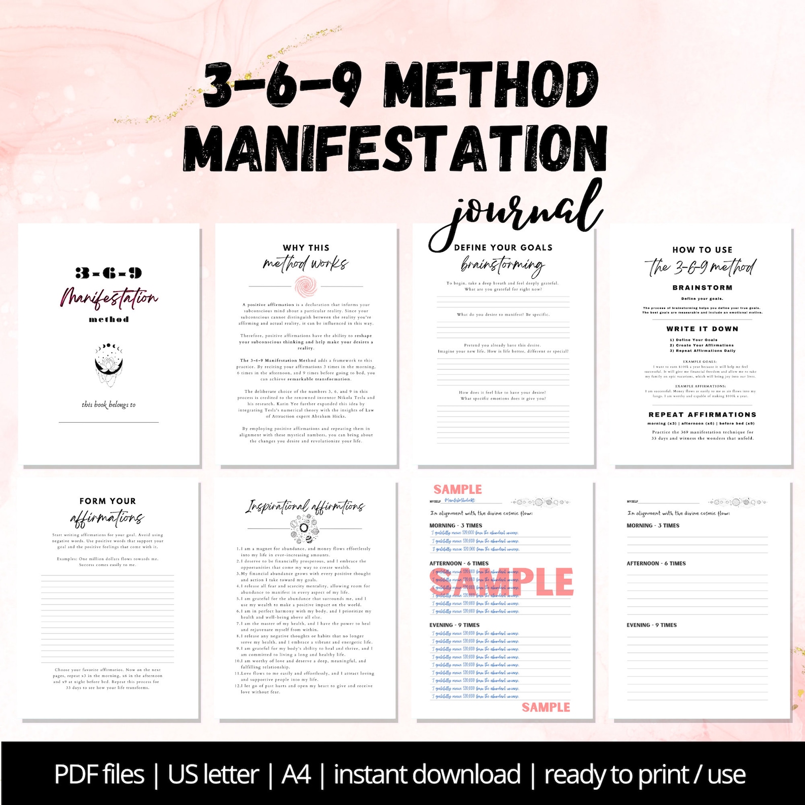 369 Manifestation Method | 369 Manifestation Printable Journal | Law of Attraction Guide | PDF ...