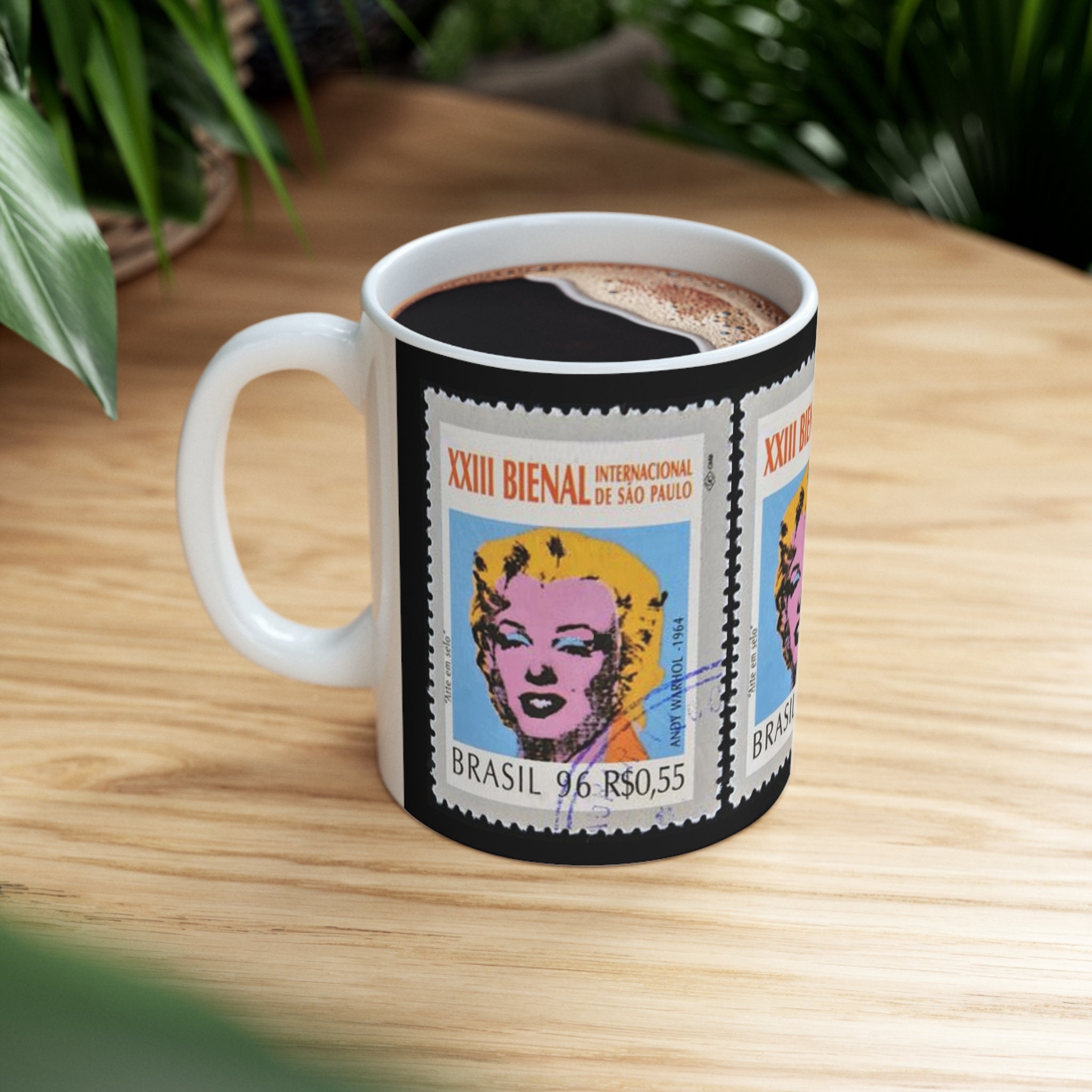 Marilyn Monroe Warhol Triptych Ceramic Mug 11oz Brasil 96 Postal Stamp ...