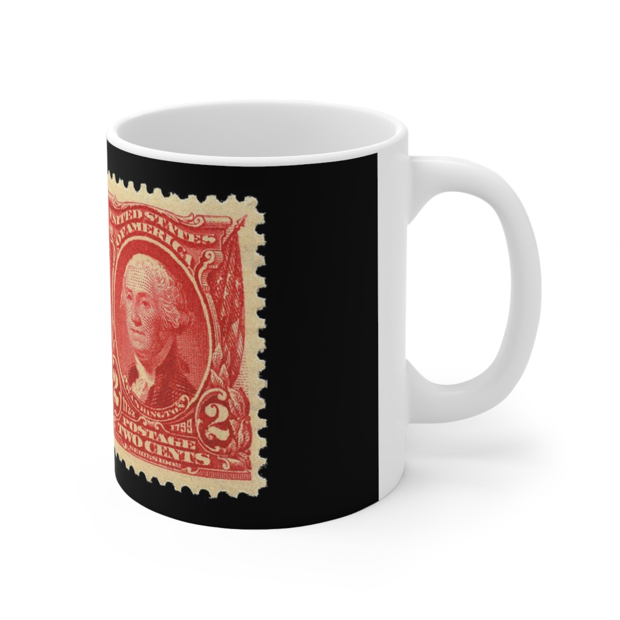 1903 1c Franklin Green, 2c Washington Red Ceramic Mug 11oz Vintage ...