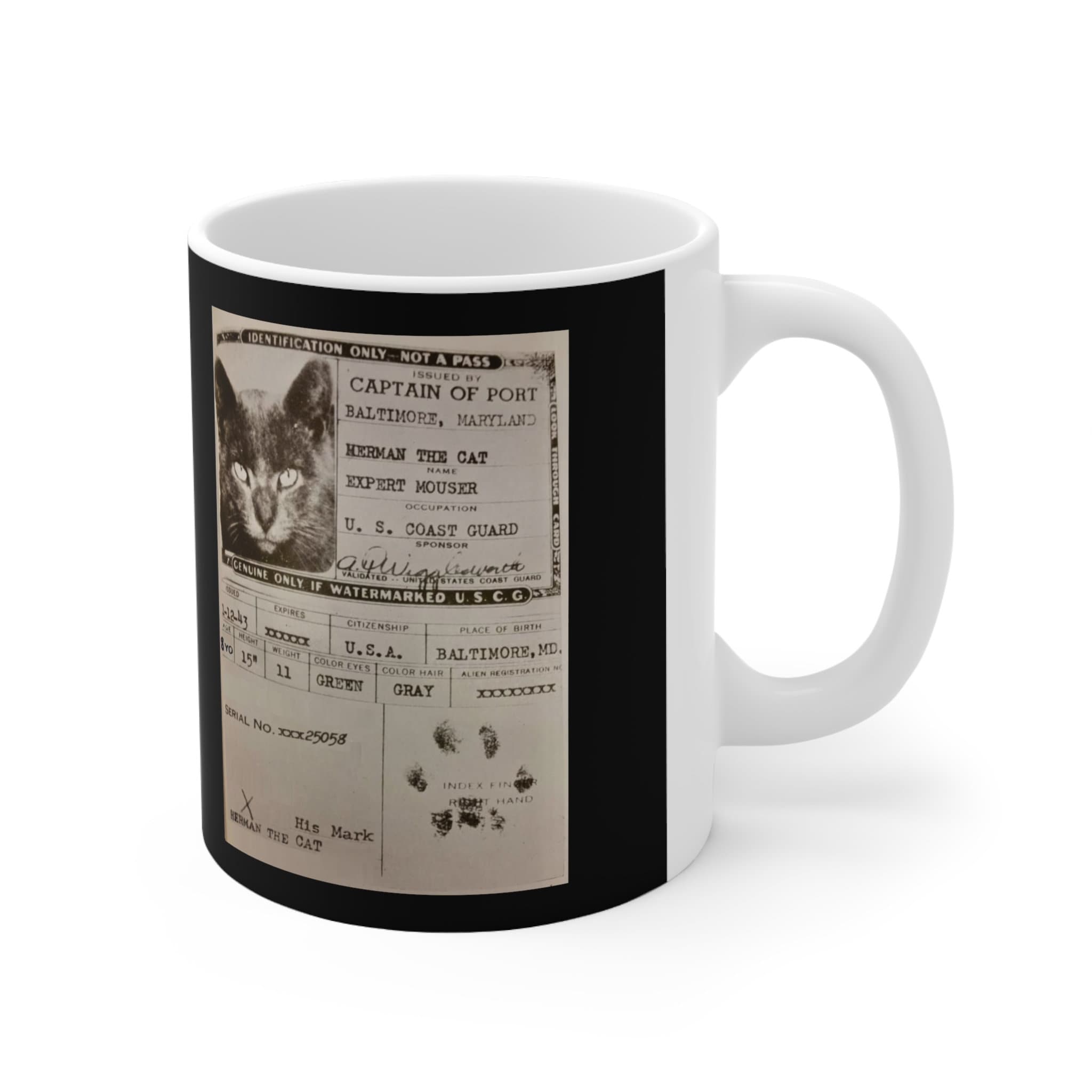 Herman the Cat, Infamous Historical Kitty Ceramic Mug 11oz Pirate Coast ...