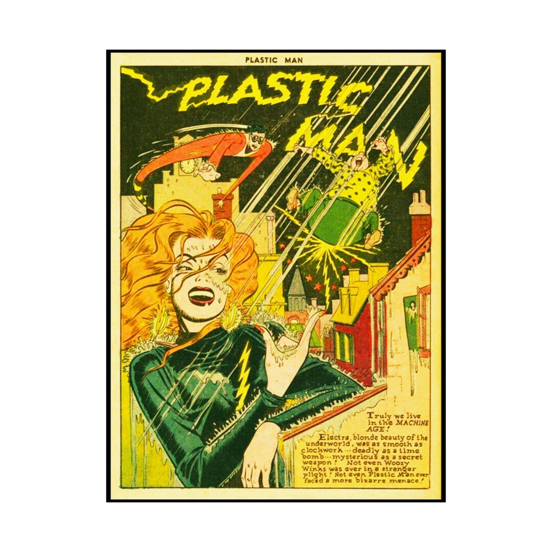 Plastic Man Vs Electra Retro Comic Art Print (12x16) - Etsy
