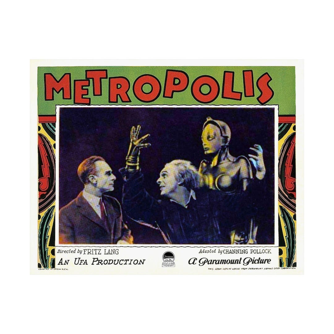 Carte de lobby Metropolis 1927 impression 2D rétro | Poster horizontal ...