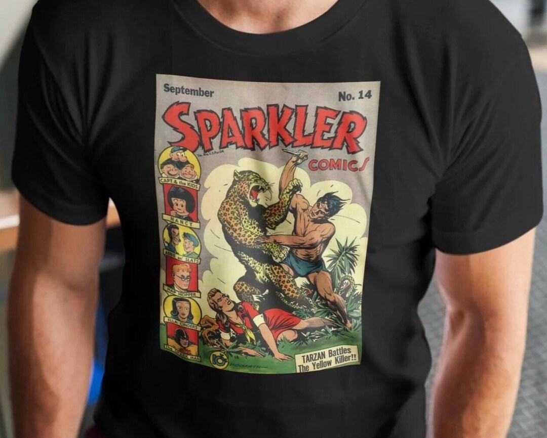 Sparkler Comics 14 1942 Tarzan Unisex Softstyle T-shirt Leopard Capt ...