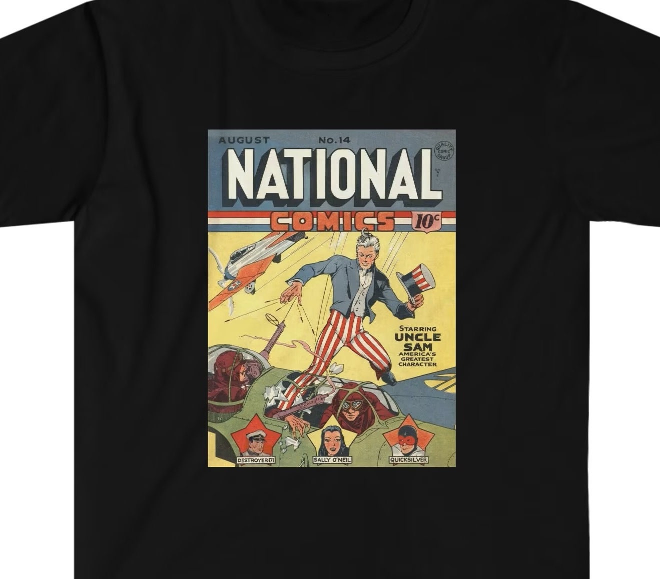 National Comics 14 1941 Uncle Sam Lou Fine Art Unisex Softstyle T-shirt Vintage Superhero WWII ...
