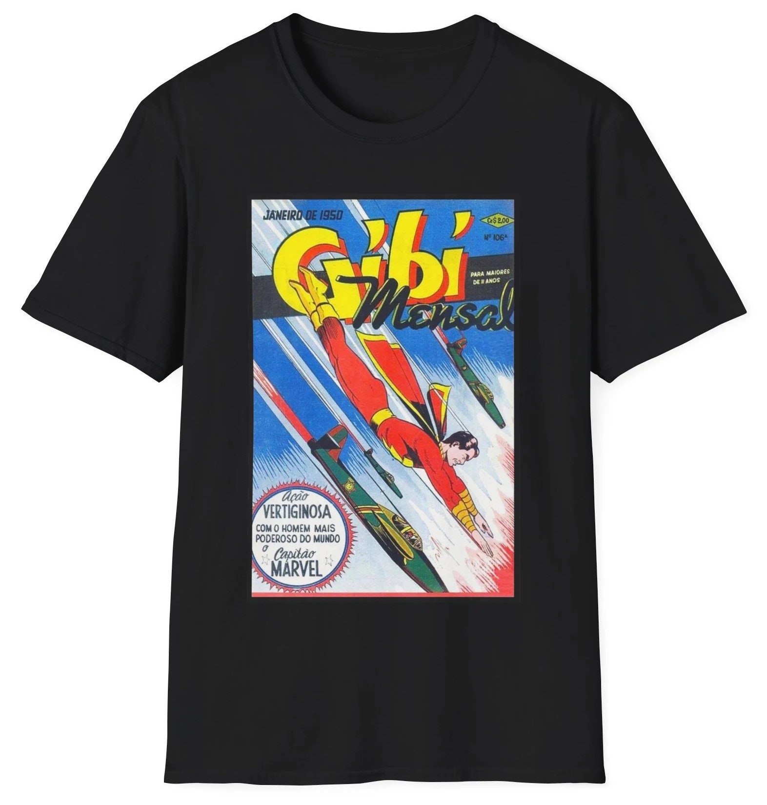 Gibi Mensal 106 1950 Captain Marvel Adventures Unisex Soft-style T ...