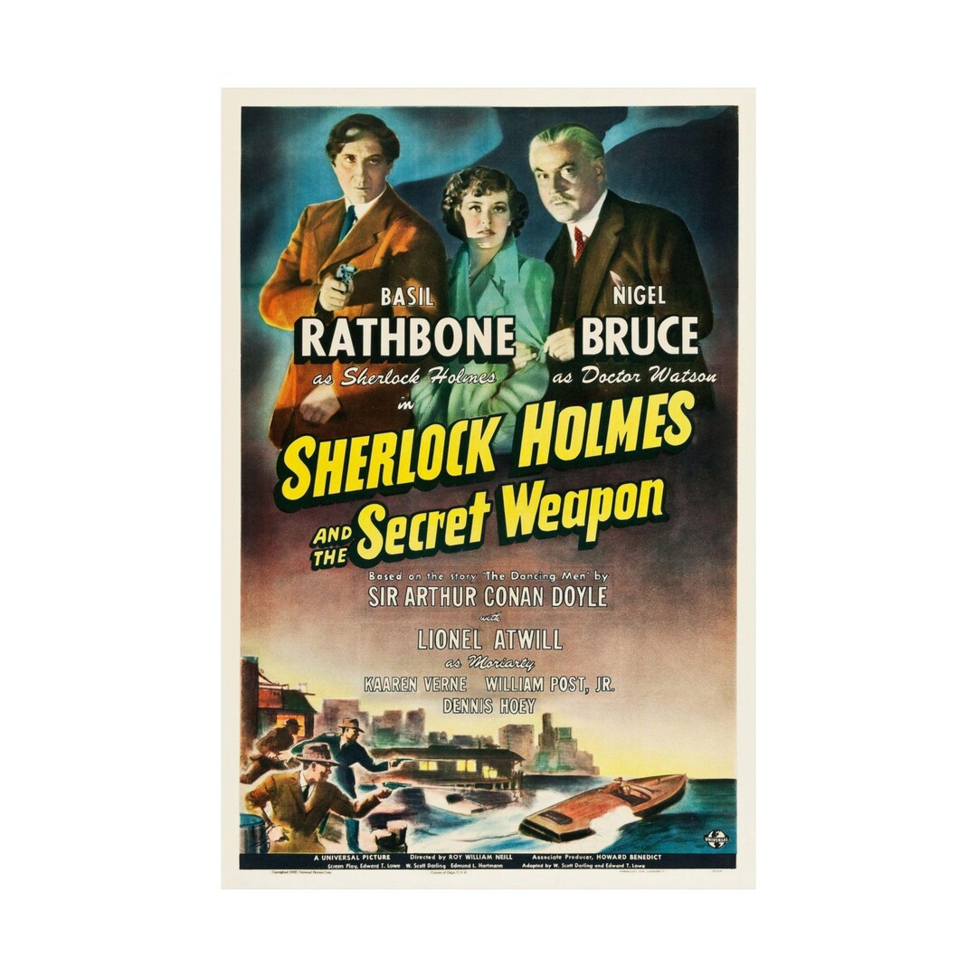 Sherlock Holmes & the Secret Weapon 1942 | Premium Matte Poster | Basil ...