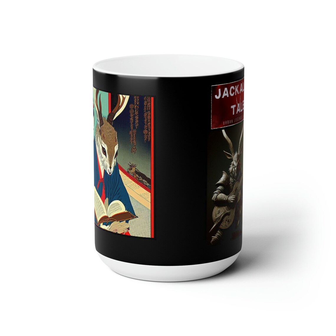 Jackalope Tales 4 Samurai, 2 Images Large Ceramic Mug 15oz Podcast Lisa ...