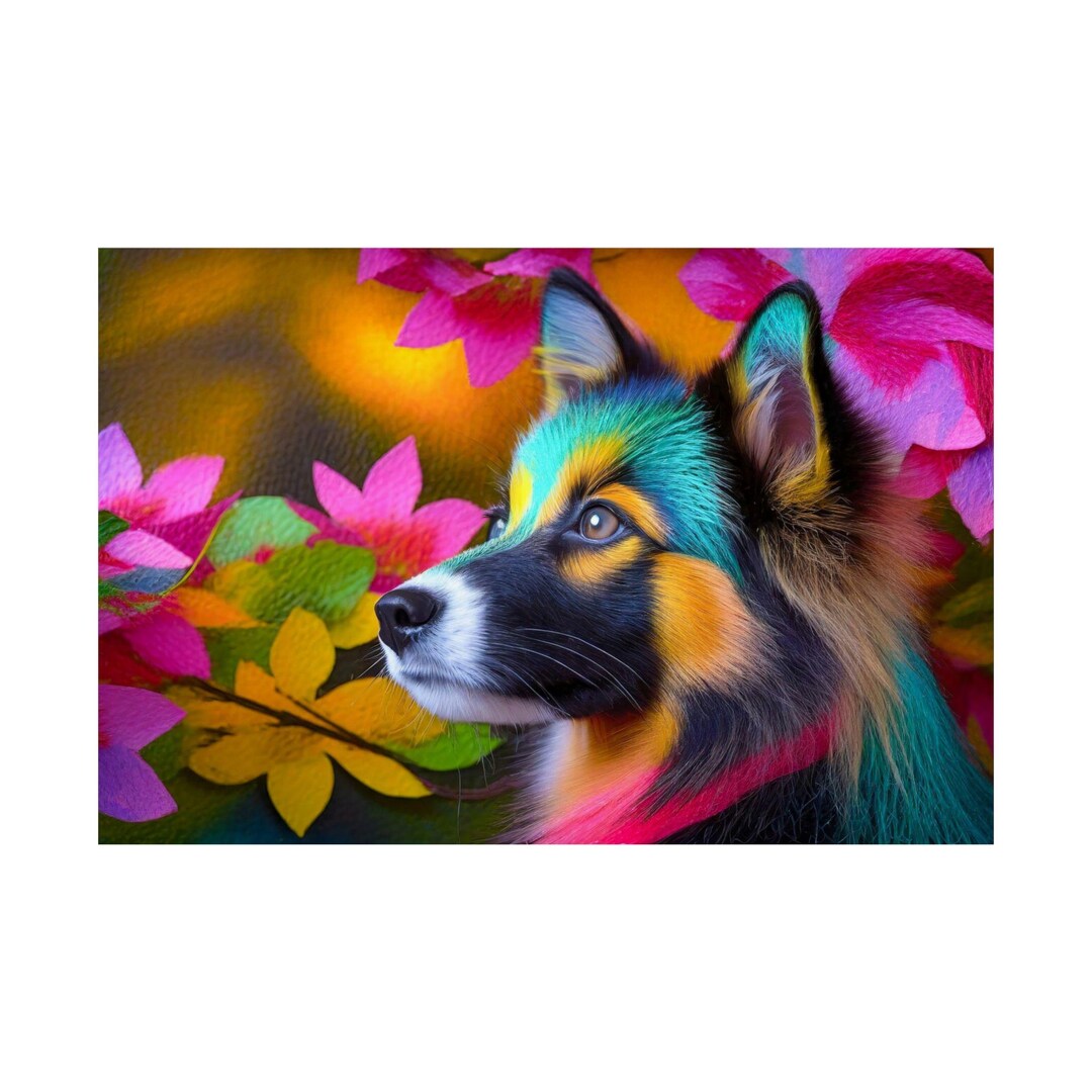 Colorful Dog Art Print: Vibrant Collie, Husky, Shepherd (18x12) - Etsy