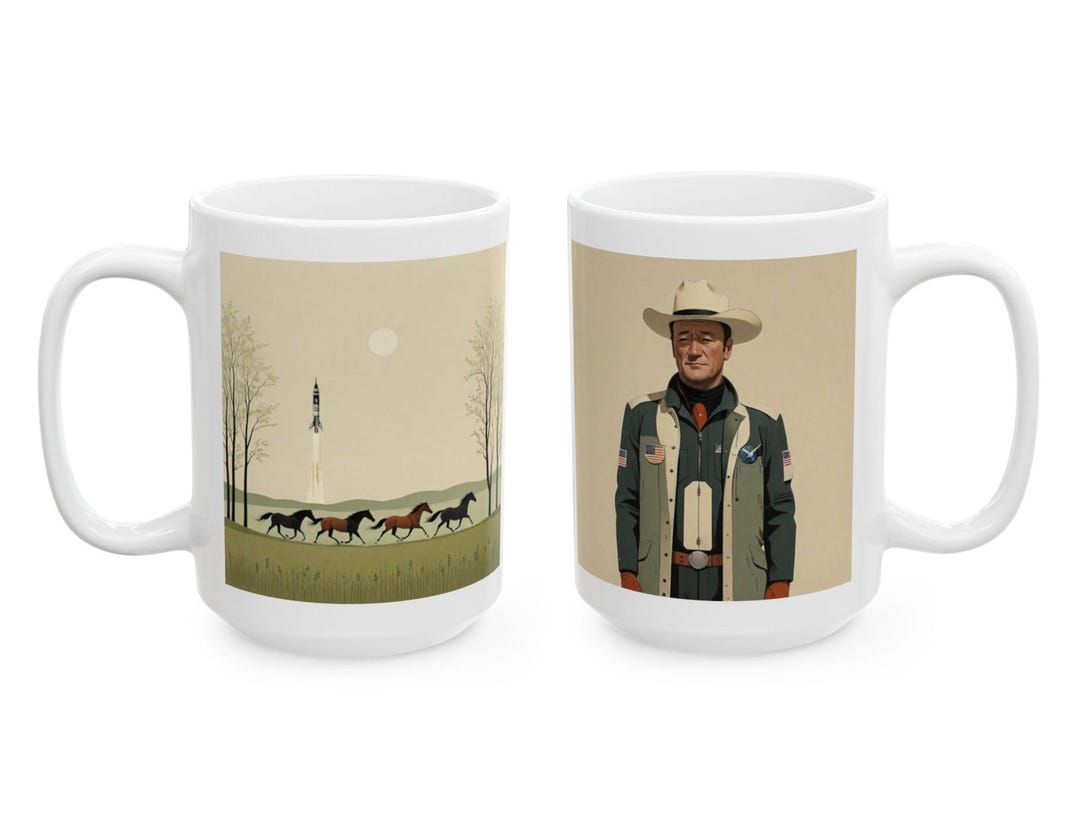 John Wayne 15oz Space Launch 1 Large Ceramic Mug: Wes Anderson Style ...