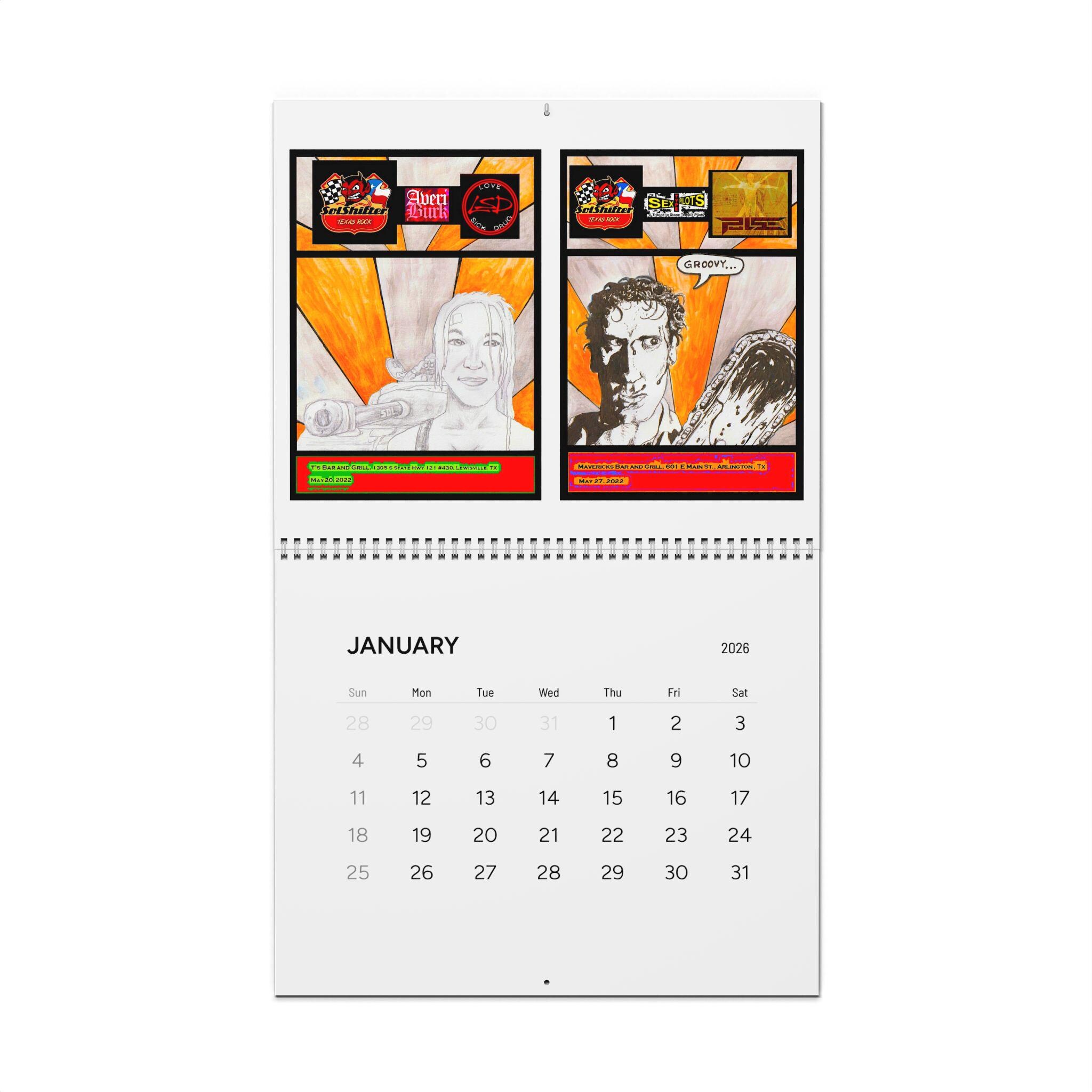 Texas Rock 2026 Calendar: Gigs 2021 Through 2023, Wall Calendar ...