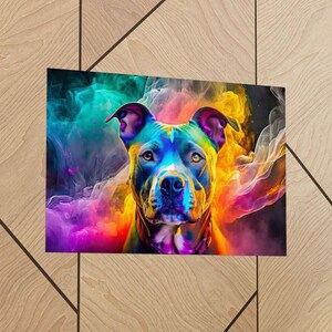 Colorful Pit Bull Wall Art, Premium Matte Poster Print, Home Decor ...