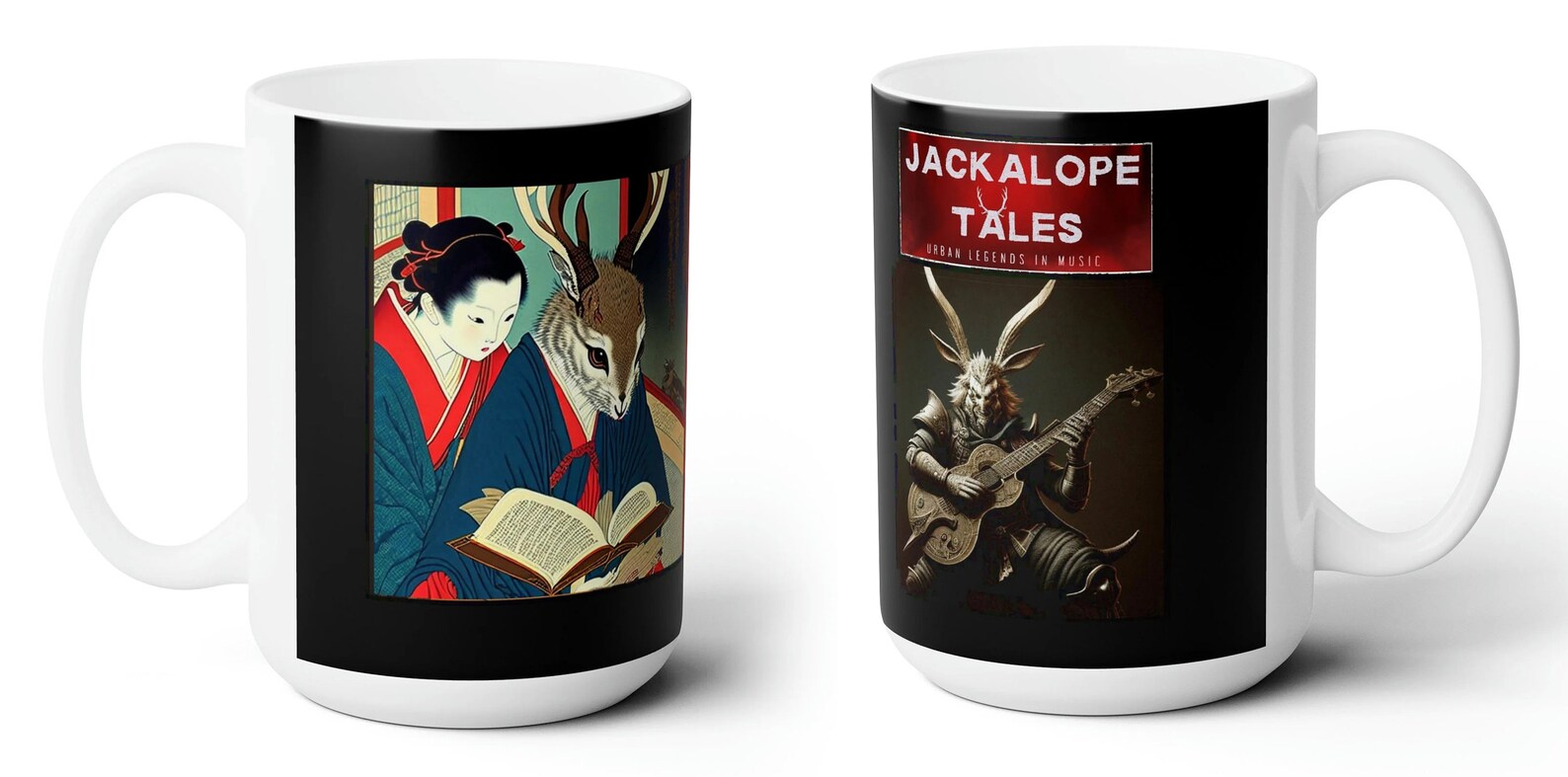 Jackalope Tales 4 Samurai, 2 Images Large Ceramic Mug 15oz Podcast Lisa ...