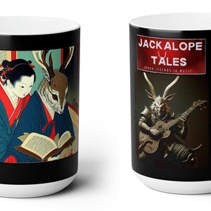 Jackalope Tales 4 Samurai, 2 Images Large Ceramic Mug 15oz Podcast Lisa ...