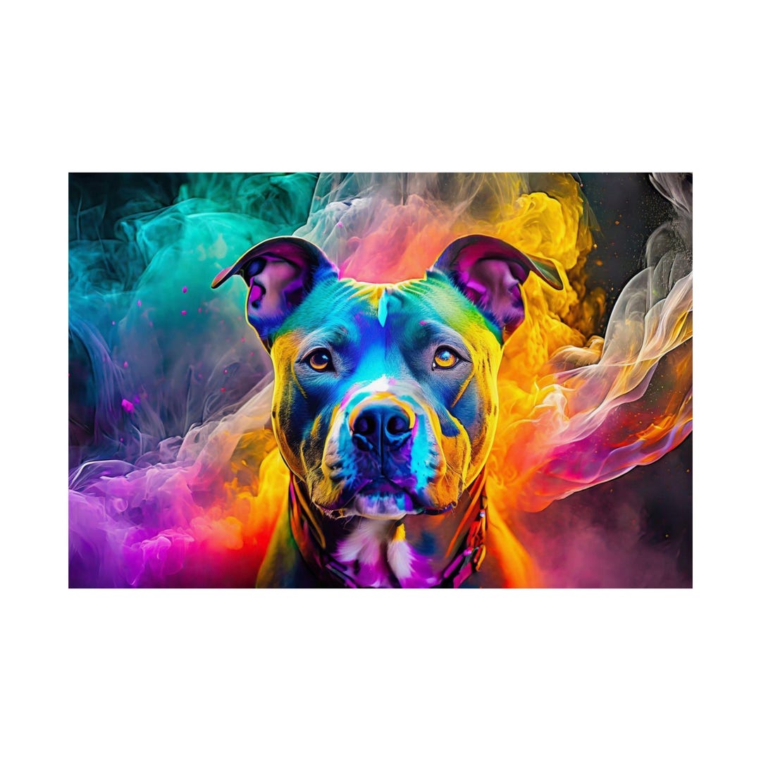 Colorful Pit Bull Wall Art, Premium Matte Poster Print, Home Decor ...