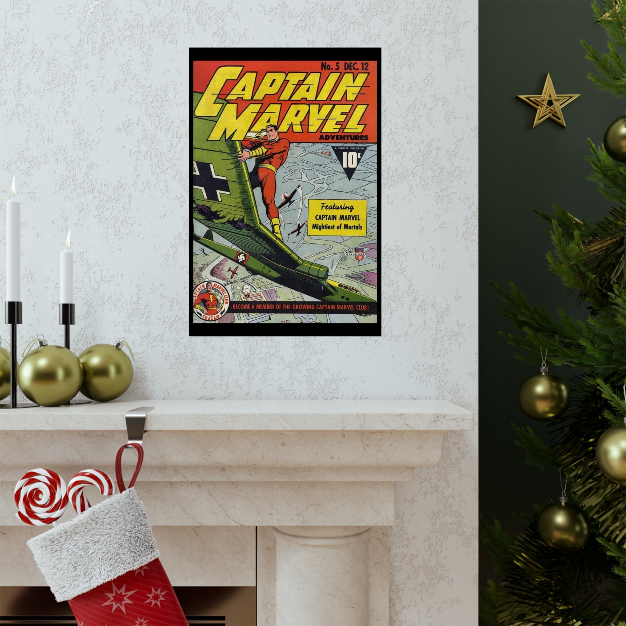 Captain Marvel Adventures 5 1941 Premium Matte Poster Superhero Vintage ...