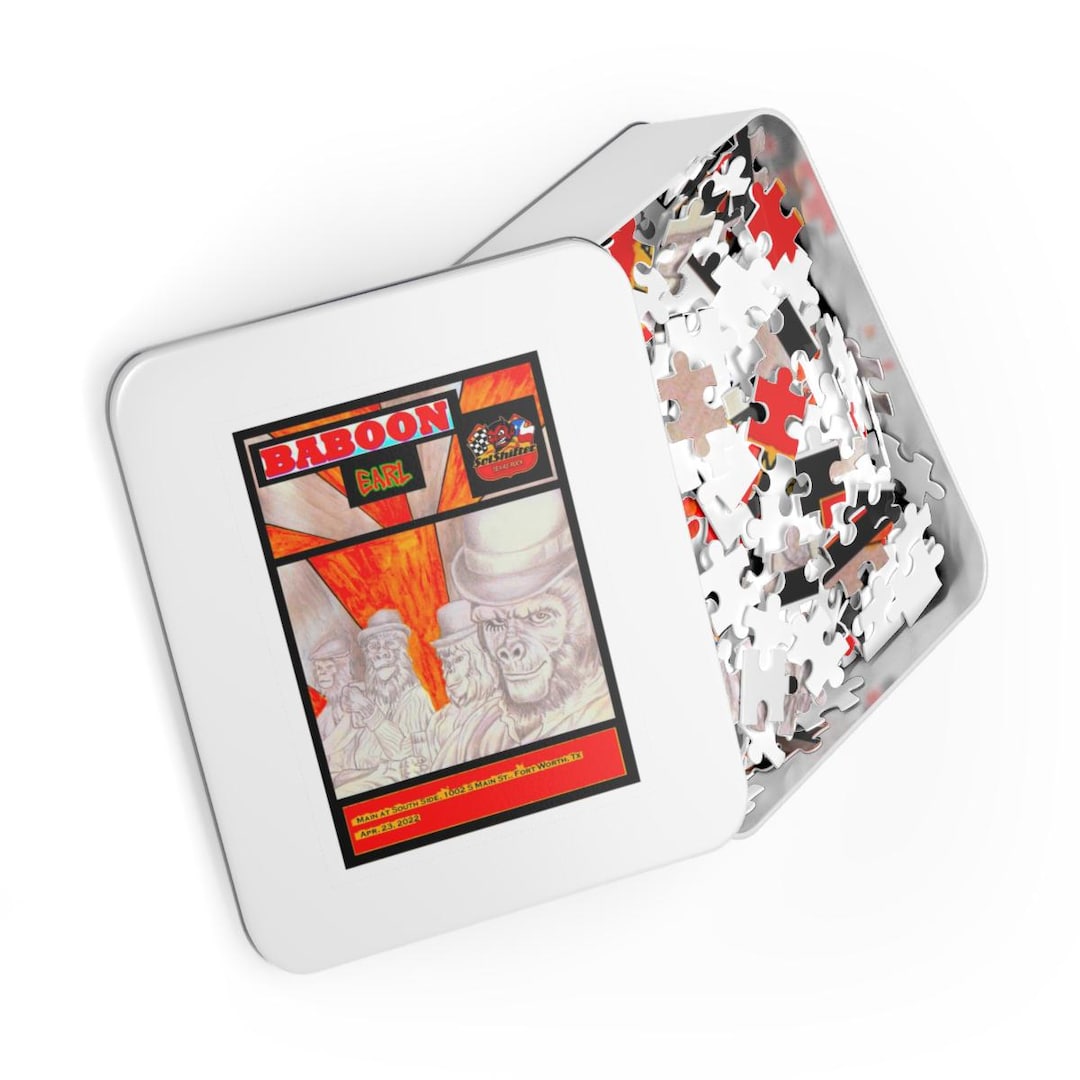 Baboon Jigsaw Puzzle: Rocknroll Gig Ape Art, 500 Piece, White Tin Boxed ...
