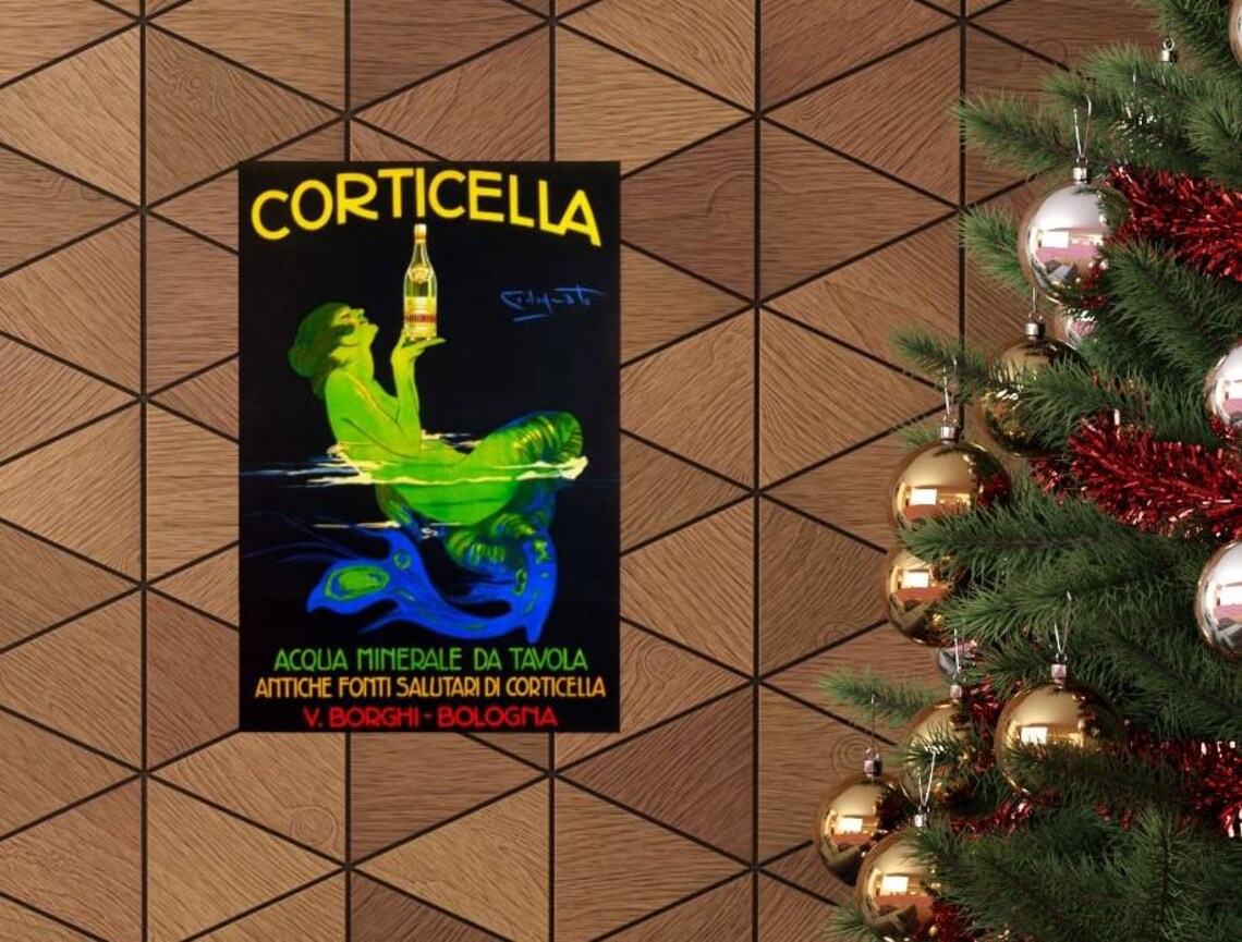 Vintage Italian Mermaid Poster: Corticella Mineral Water Ad (12x18) - Etsy