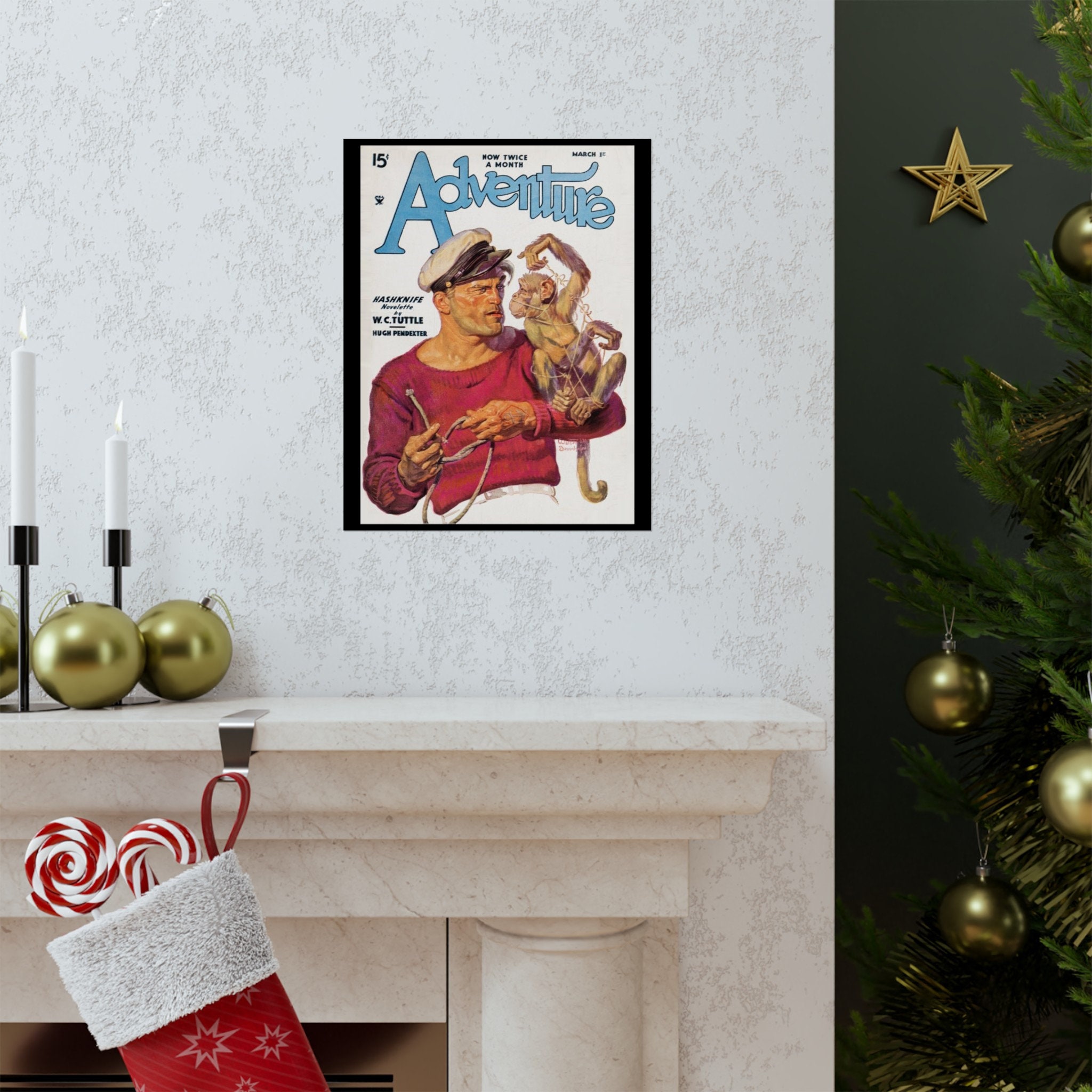 Adventure Pulp Fiction Magazine Mar 1935 Premium Matte Poster Monkey ...