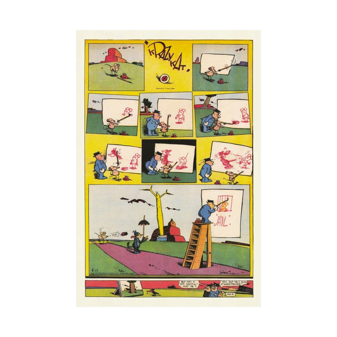Krazy Kat And Ignatz Retro Art Print Premium Matte Poster Print Museum Grade Paper Vintage 1939