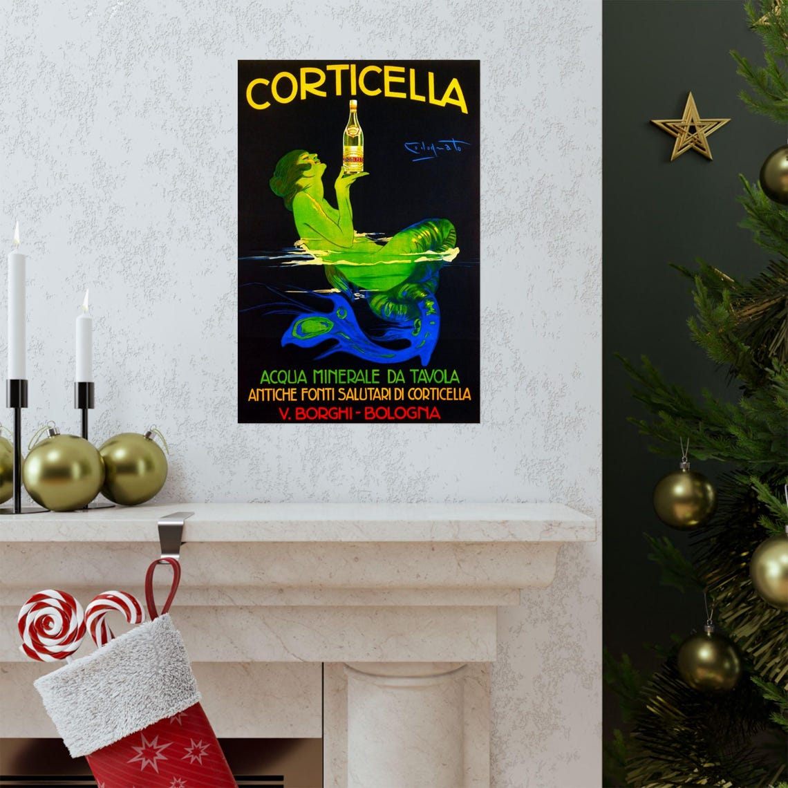 Vintage Italian Mermaid Poster: Corticella Mineral Water Ad (12x18) - Etsy