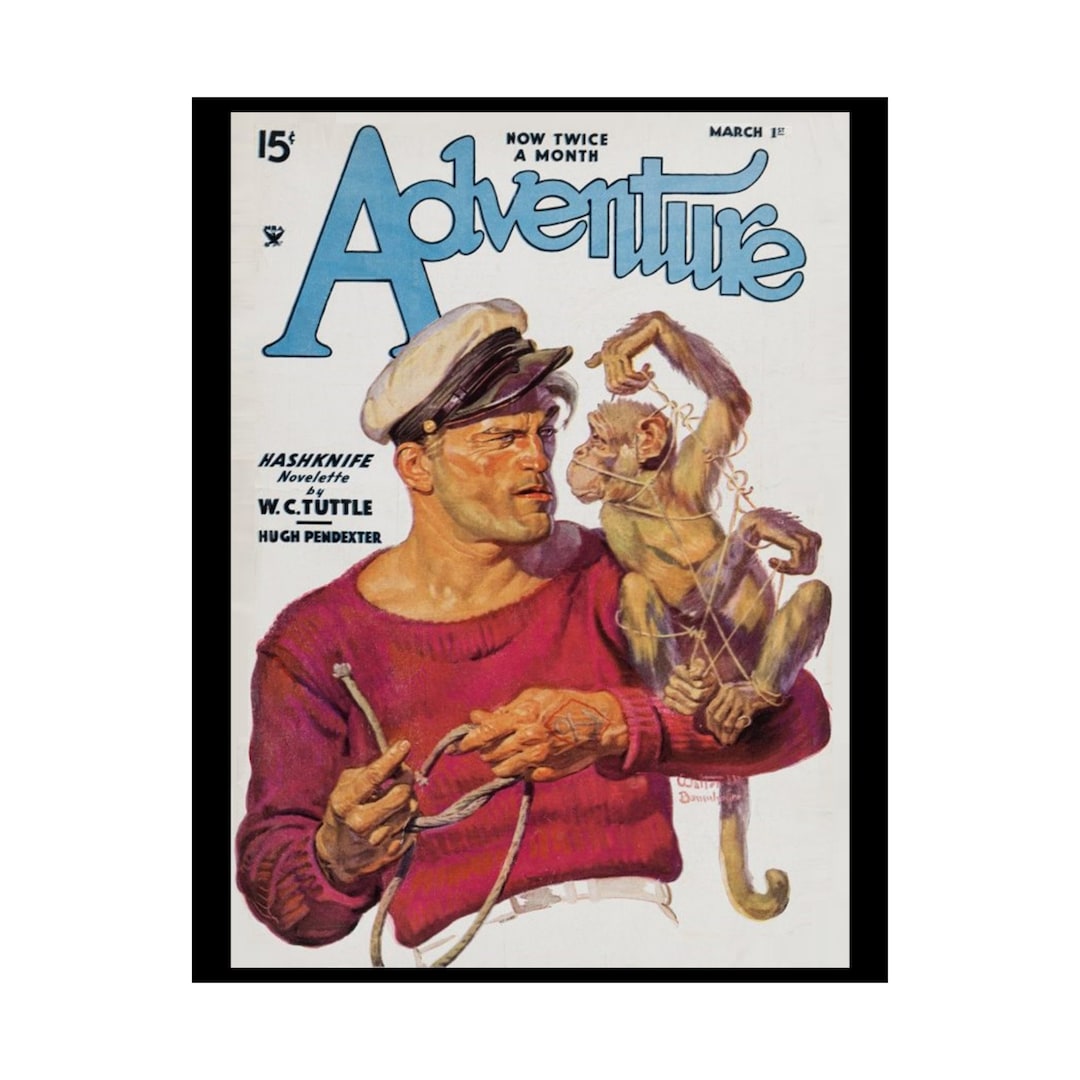 Adventure Pulp Fiction Magazine Mar 1935 Premium Matte Poster Monkey ...
