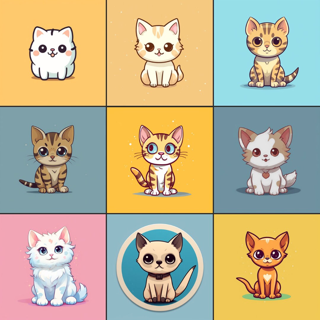 100 Cute Kawaii Cat Svgs and Pngs Clip Art Collection - Etsy Ireland