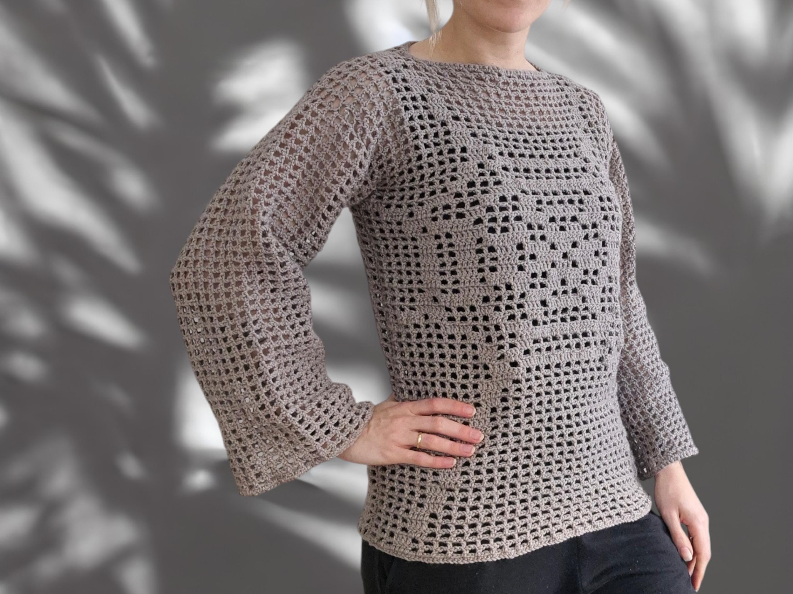 Crochet Pattern Spider Web Sweater Pullover Halloween Crop Top Filet ...