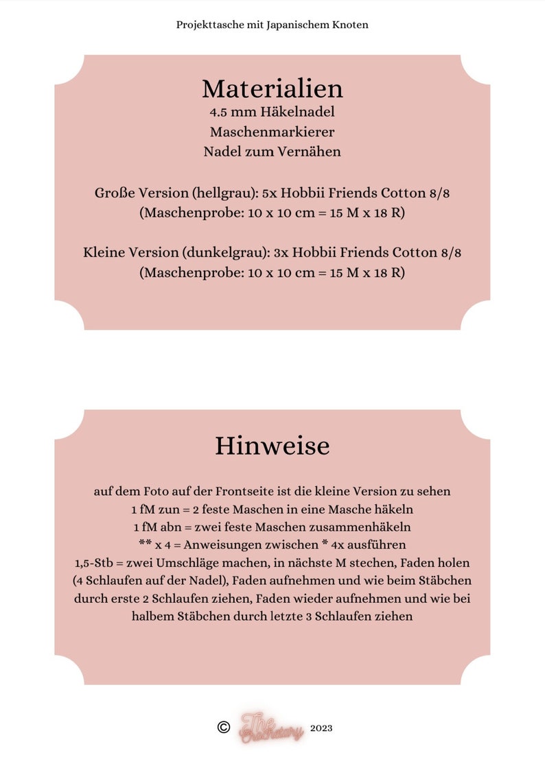 Pattern Project Bag 2 Sizes English/german Wrist Bag Japanese Knot Mosu ...