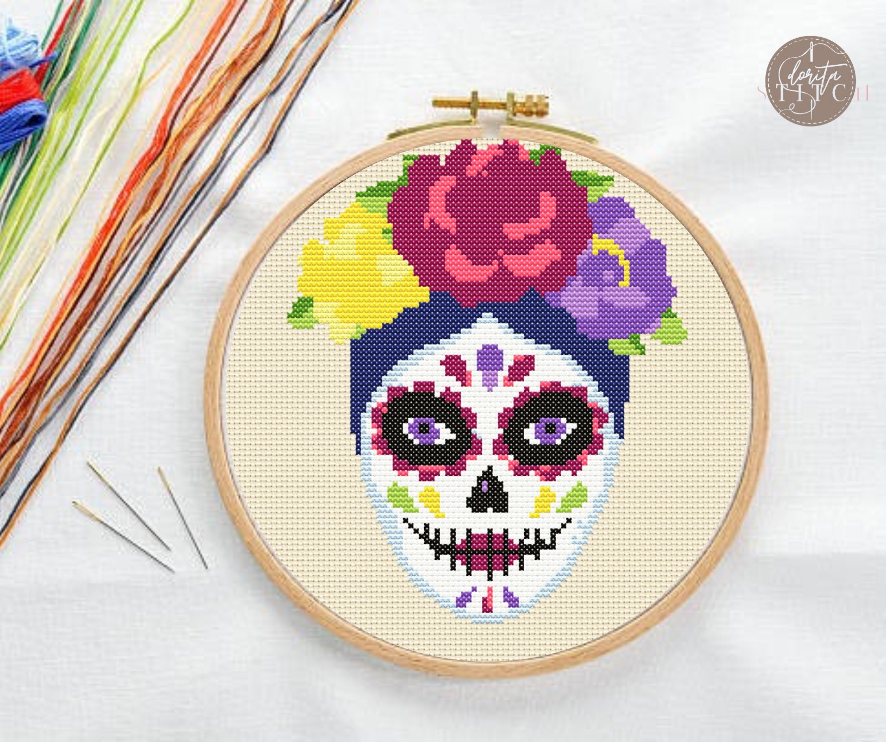 Patrón Punto De Cruz Catrina Punto De Cruz Halloween Punto - Etsy