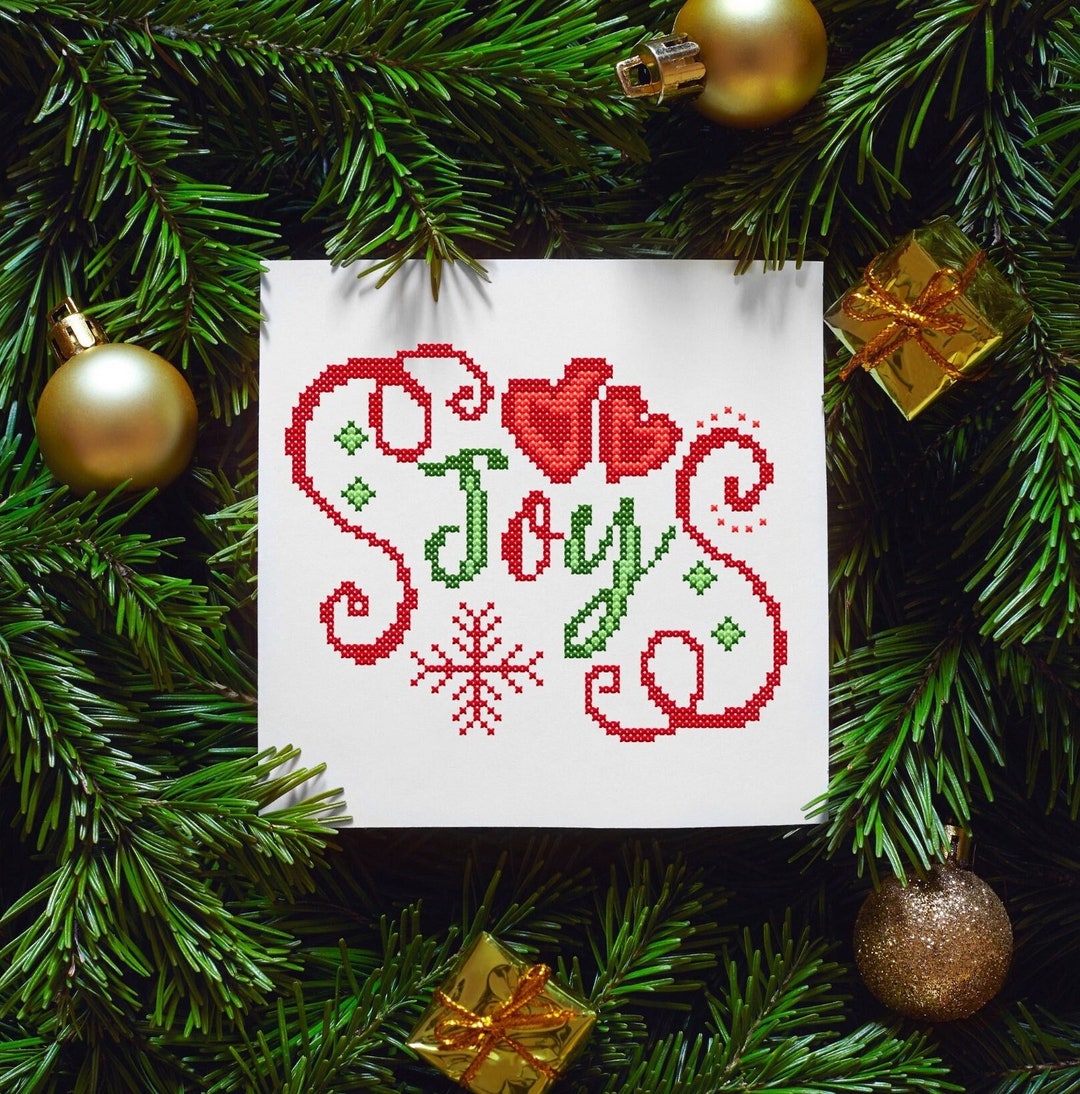 JOY Cross Stitch Pattern, Christmas Ornament Cross Stitch, Joy ...