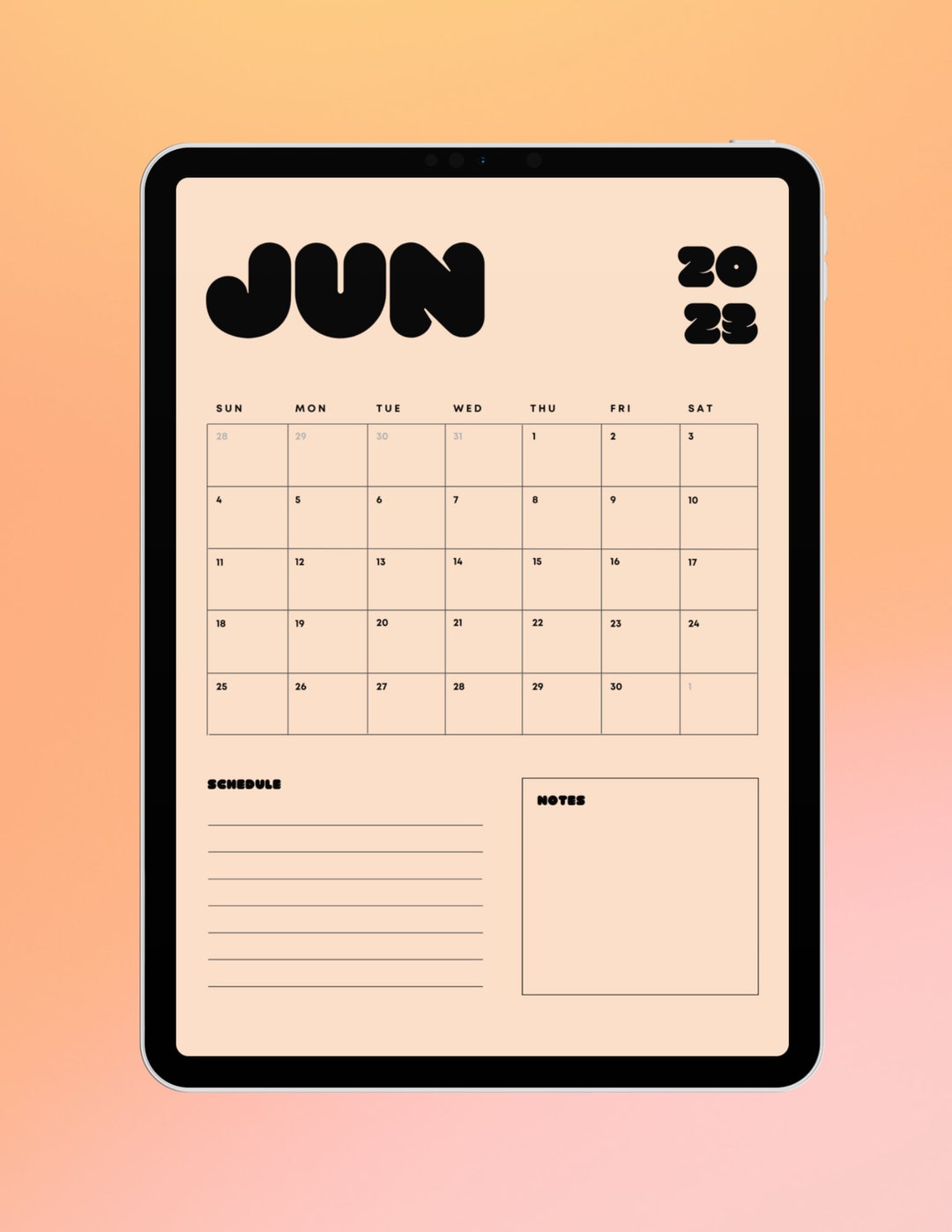 Modern Funky Printable Yearly 2023 Calendar, Monthly Goals, Download ...