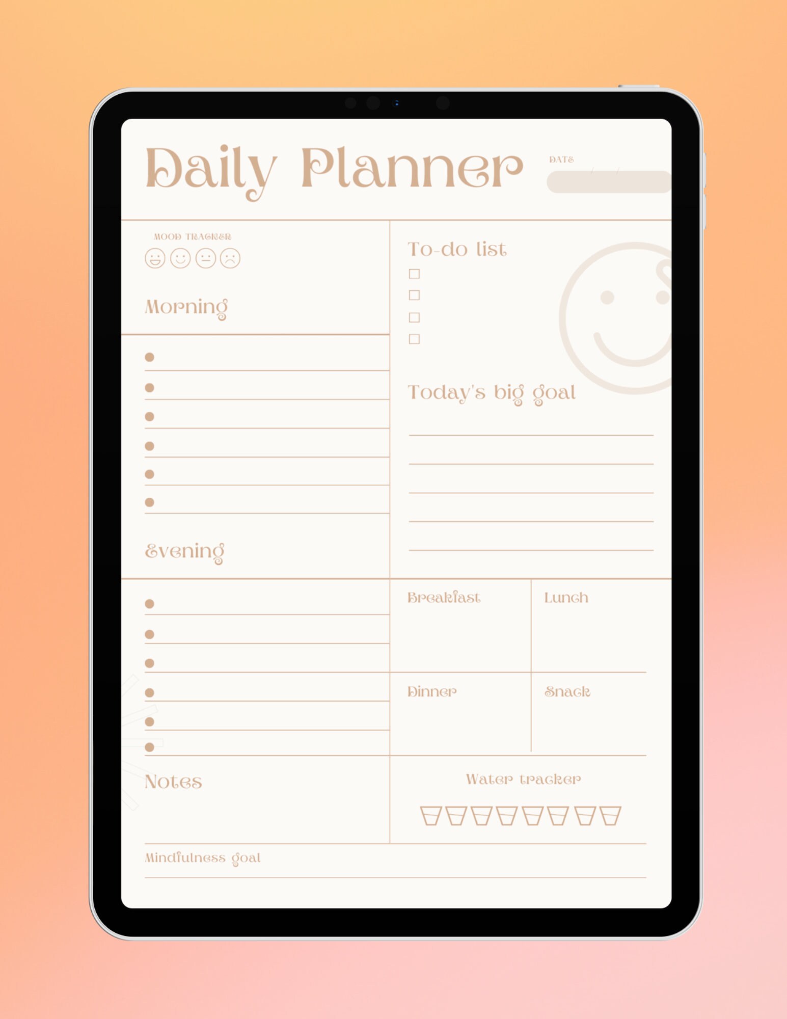 Simple Daily Planner Printable, Daily Goals, Download for Ipad, Daily ...
