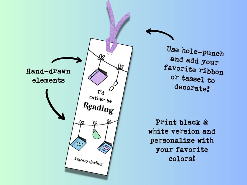 Cute Library Quote and Reading Quote Bookmark Set for Book Lovers ...