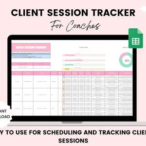 Client Session Tracker Google Spreadsheet for Coaches, Coaching Tracker ...