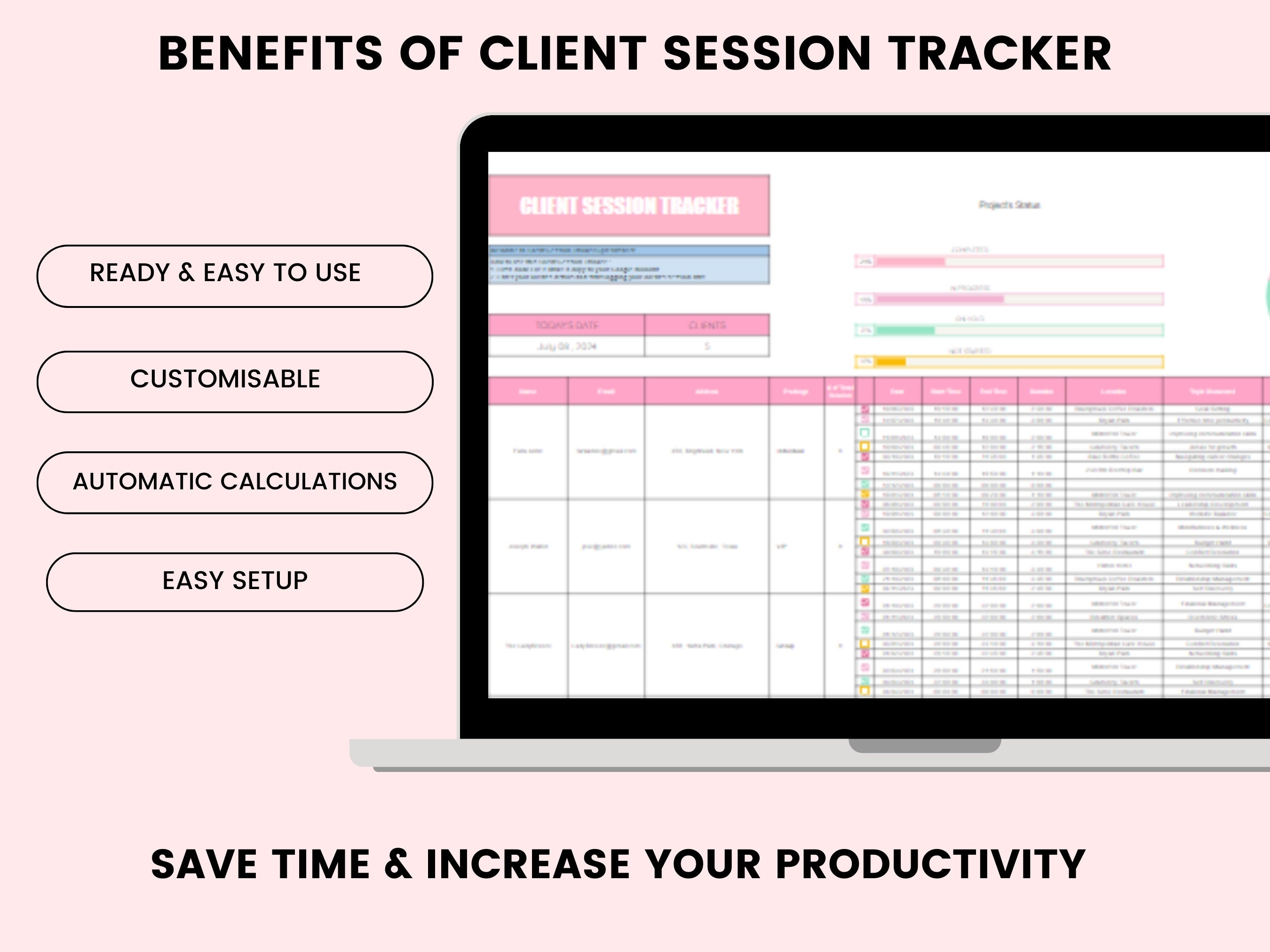 Client Session Tracker Google Spreadsheet for Coaches, Coaching Tracker ...