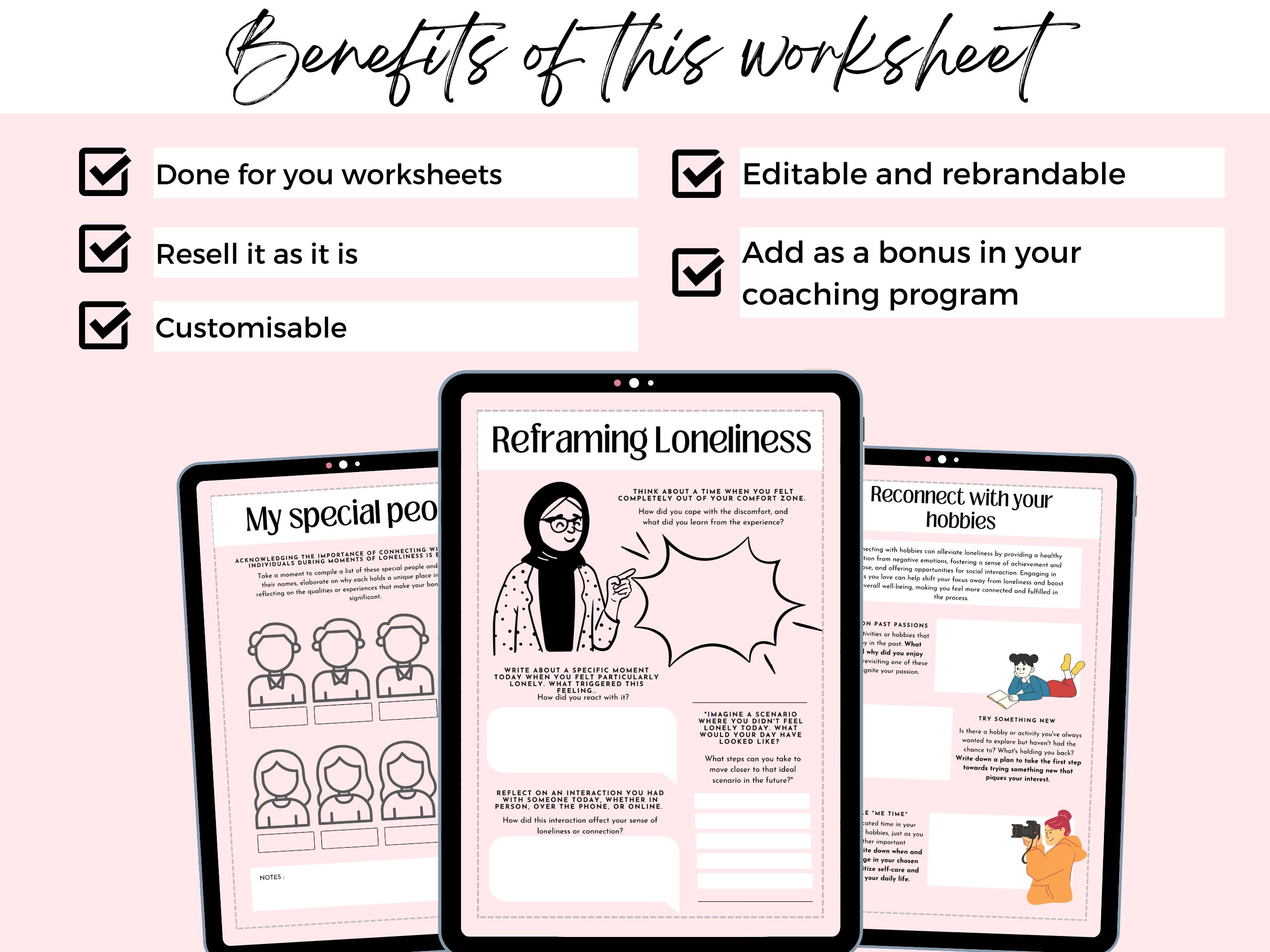 Dealing With Loneliness Worksheets and Workbook for Adults and Teens ...