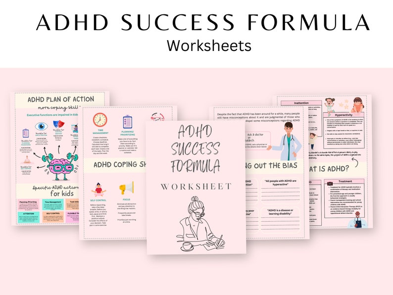 ADHD Worksheets, ADHD Workbook for Adults & Kids, Editable Adhd ...