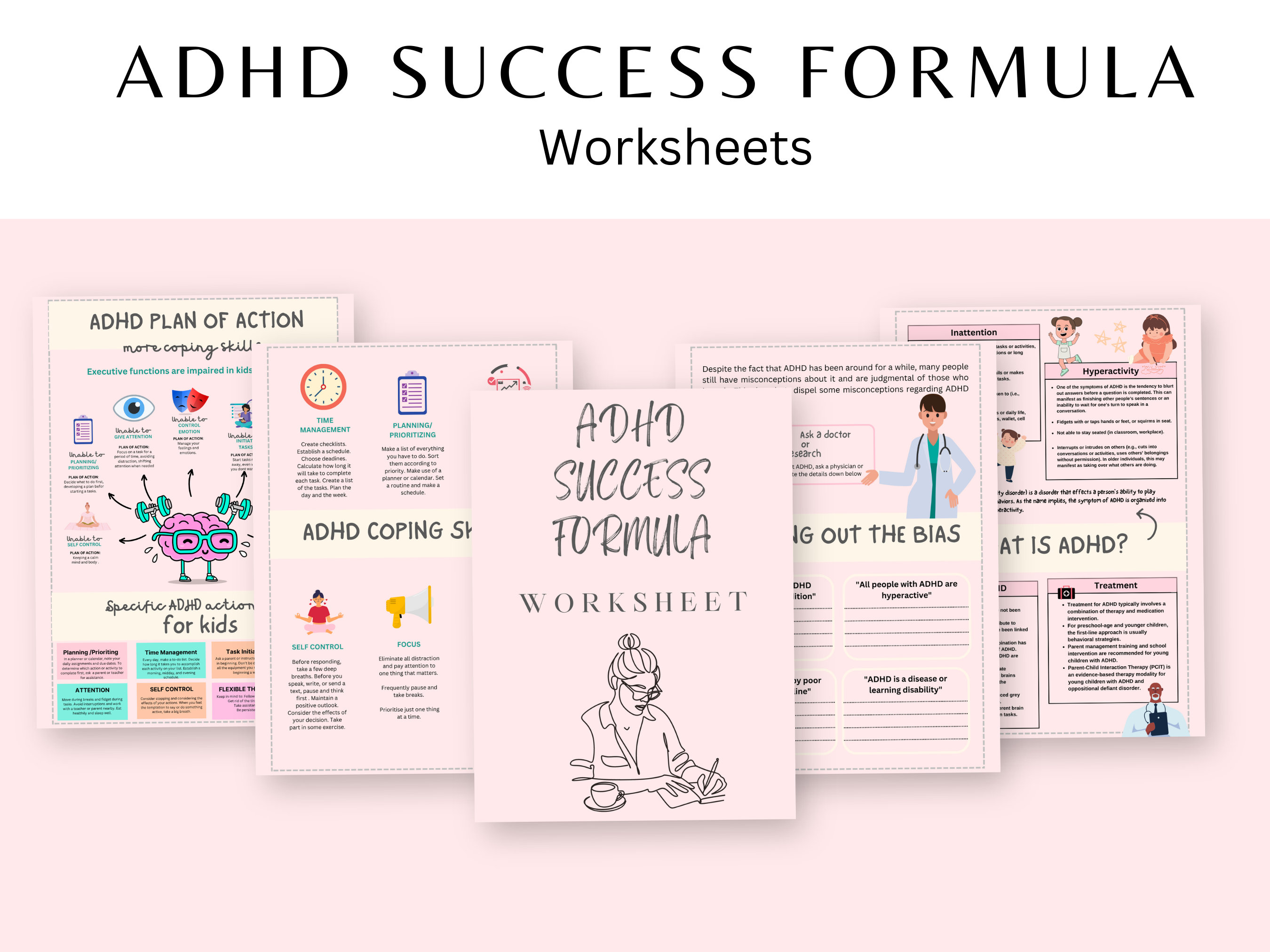 ADHD Worksheets, ADHD Workbook for Adults & Kids, Editable Adhd ...