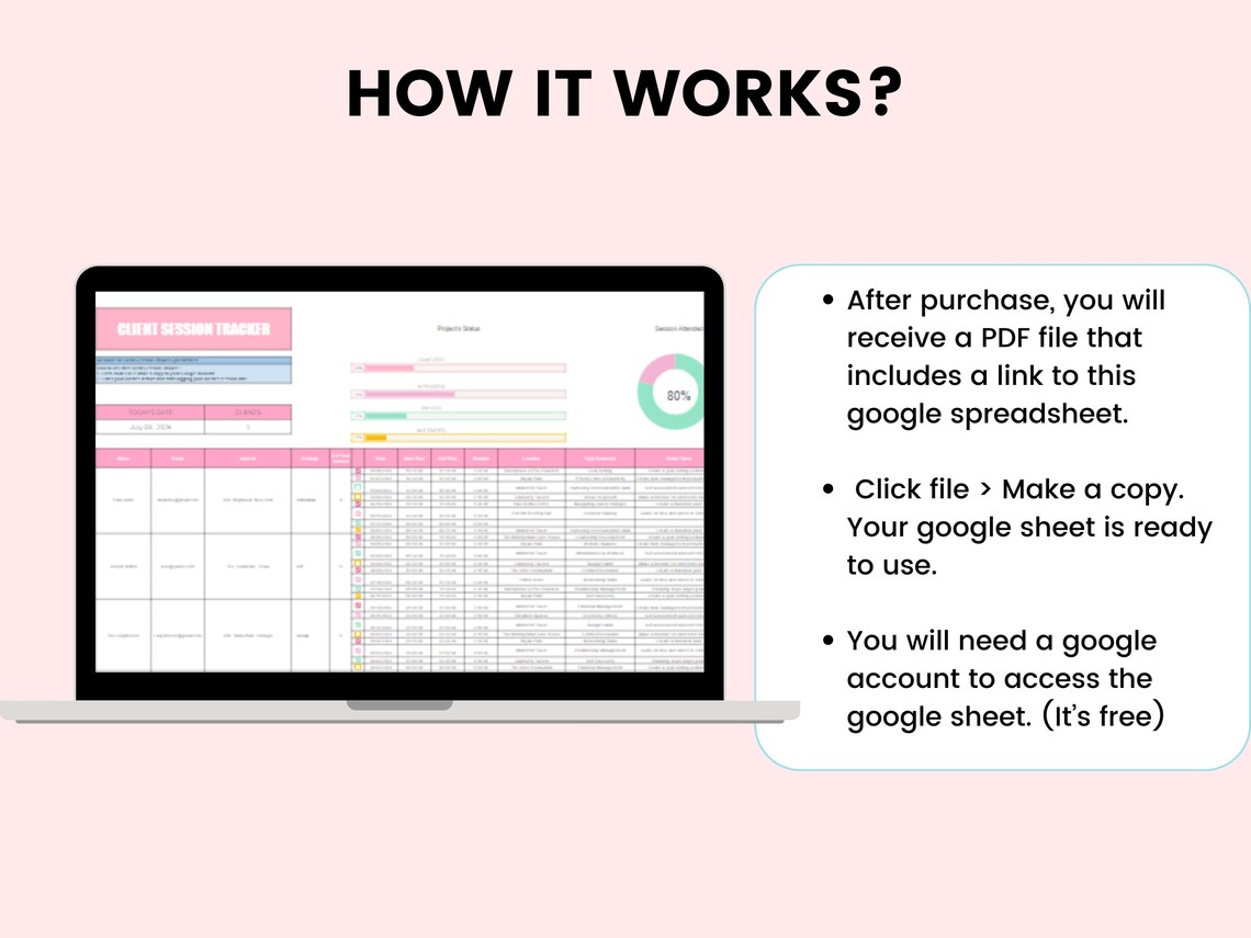 Client Session Tracker Google Spreadsheet for Coaches, Coaching Tracker, Client Management ...