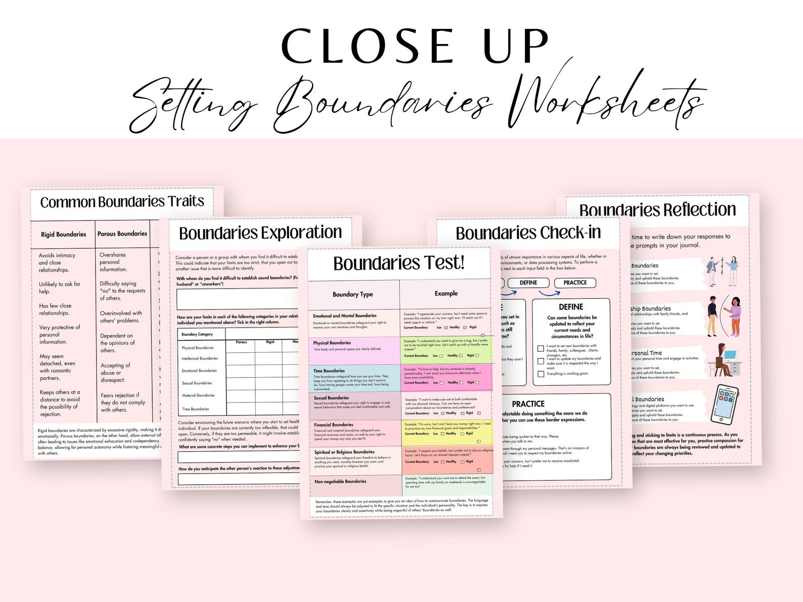 Setting Boundaries Worksheets and Workbook for Adults and Teens, Therapy Worksheets, Setting ...