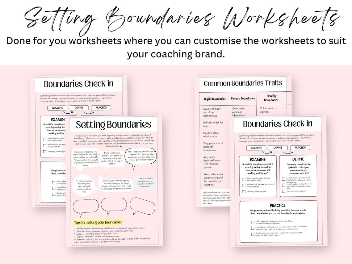 Setting Boundaries Worksheets and Workbook for Adults and Teens ...