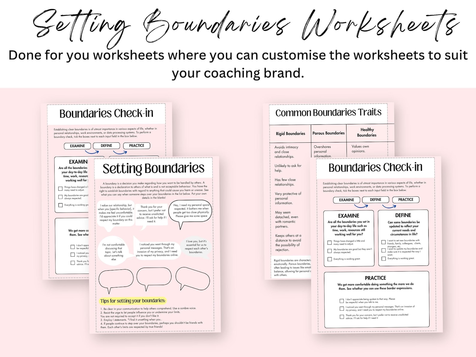 Setting Boundaries Worksheets and Workbook for Adults and Teens ...