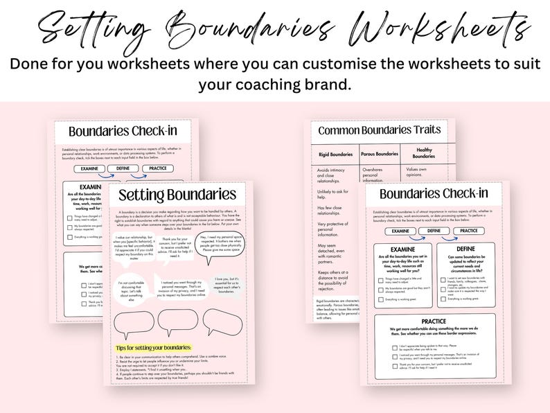 Setting Boundaries Worksheets and Workbook for Adults and Teens ...