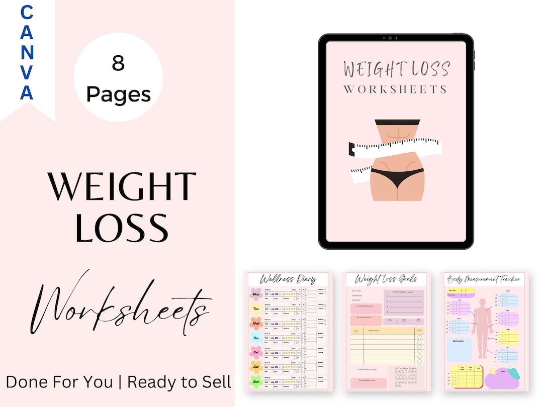 Weight Loss Worksheet Printable, Done for You Workbook, Wellness Coach ...