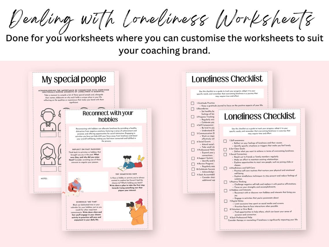 Dealing With Loneliness Worksheets and Workbook for Adults and Teens ...