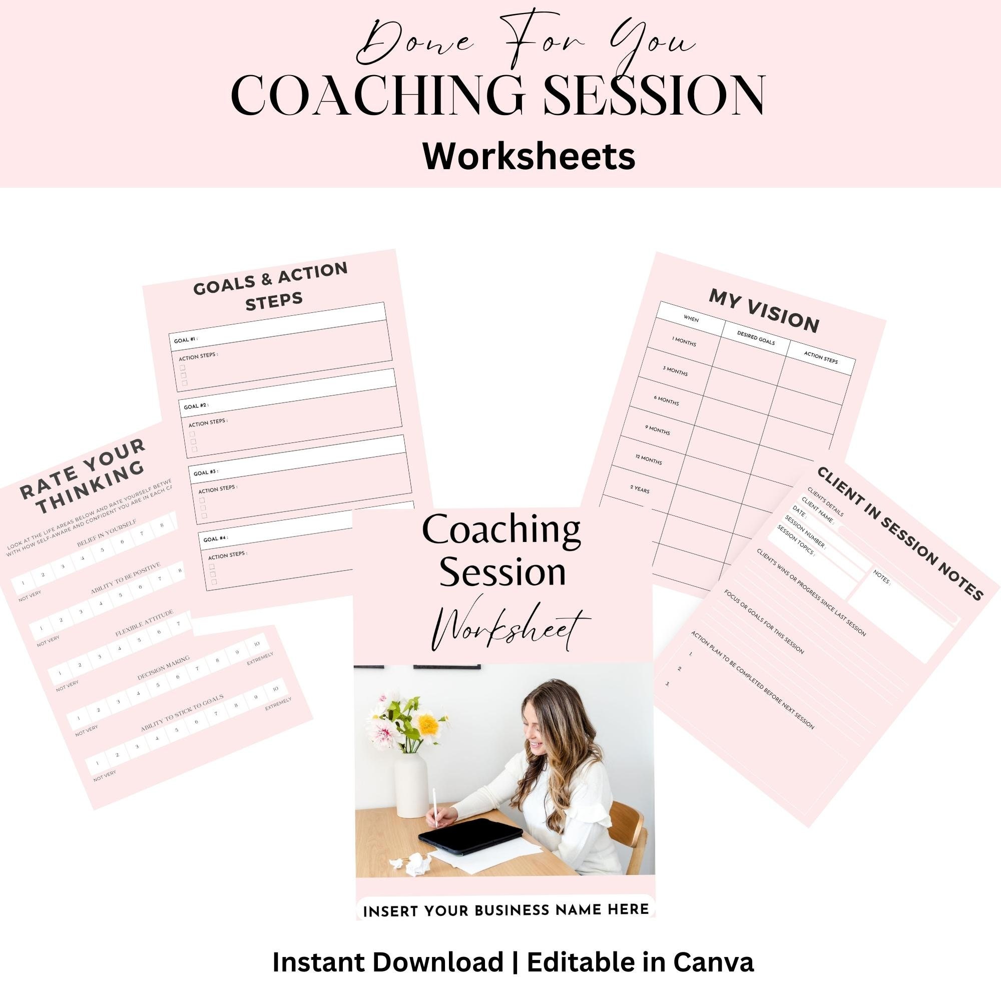 Coaching Session Worksheet for Coach, Coaching Worksheet Tools ...