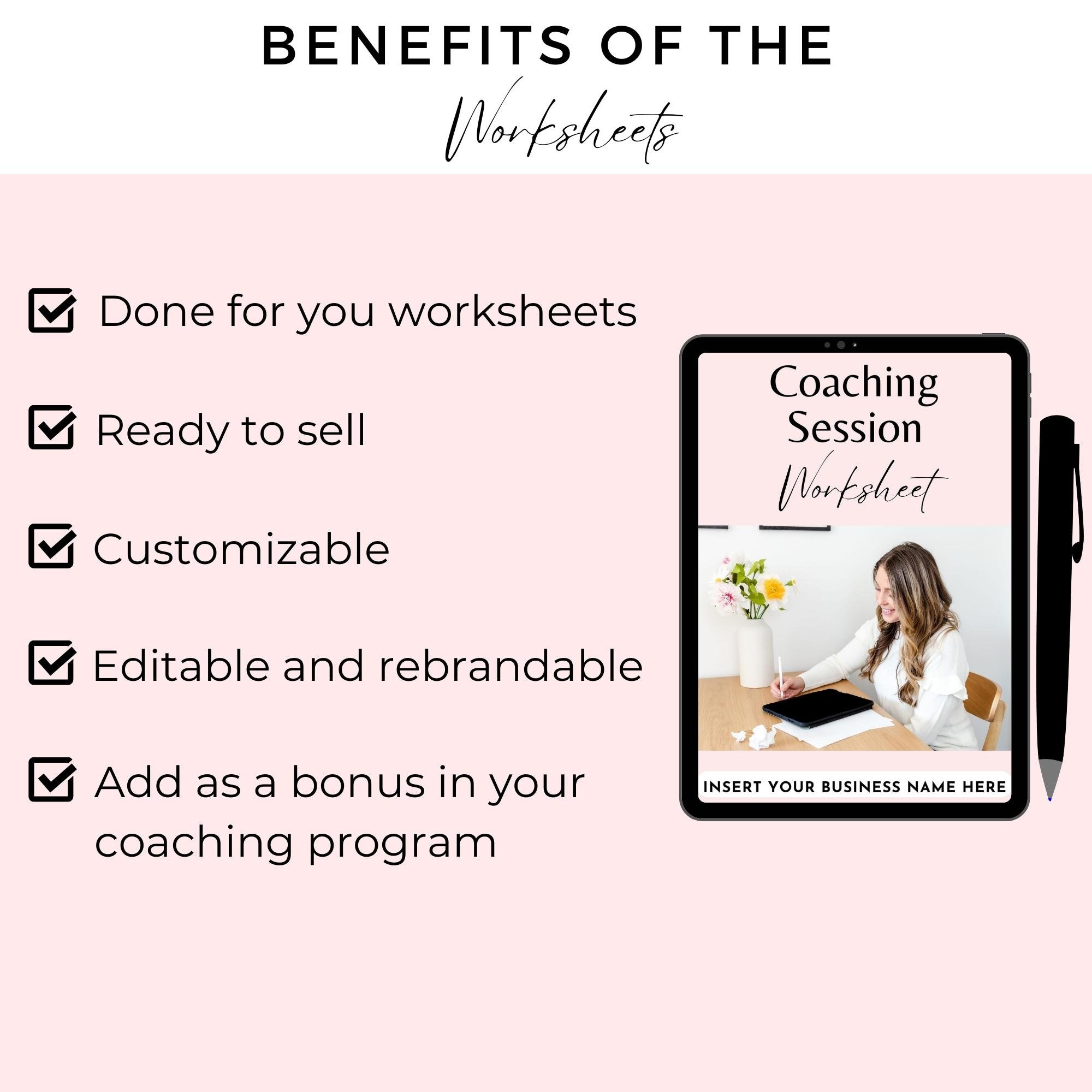 Coaching Session Worksheet for Coach, Coaching Worksheet Tools ...