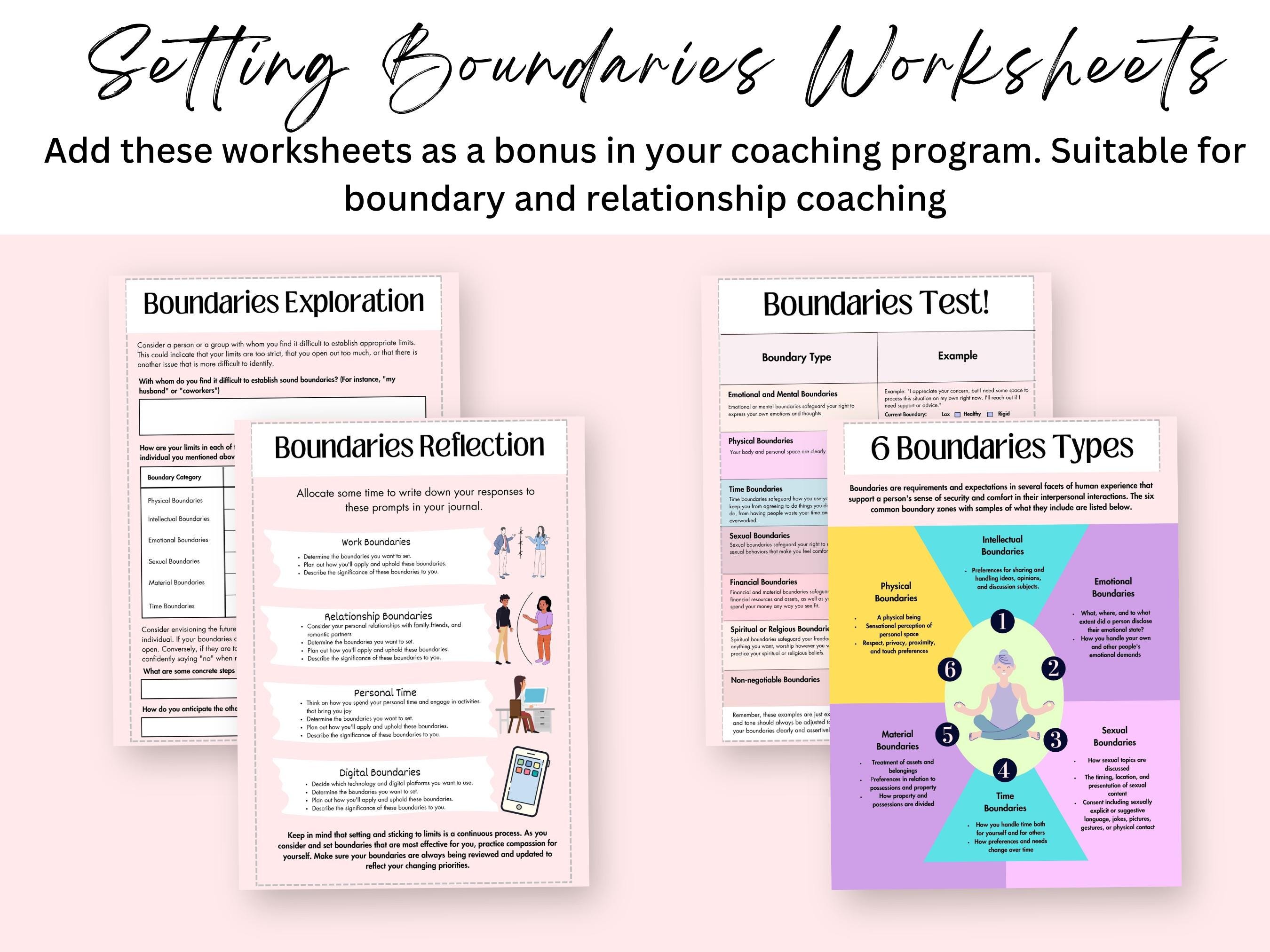Setting Boundaries Worksheets and Workbook for Adults and Teens ...