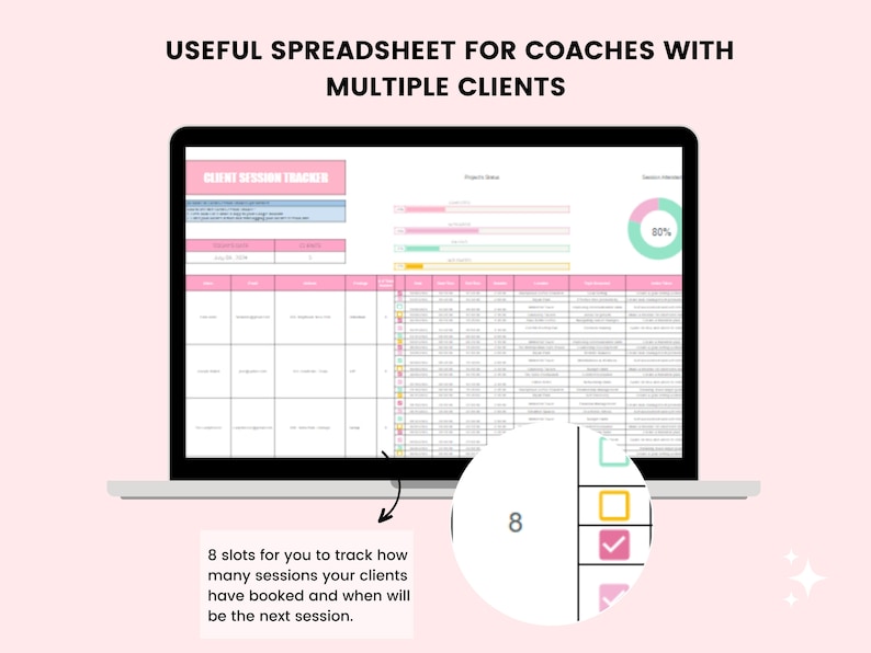 Client Session Tracker Google Spreadsheet for Coaches, Coaching Tracker ...