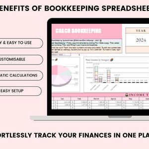 Bookkeeping Spreadsheet for Coaches, Revenue, Income and Expense ...